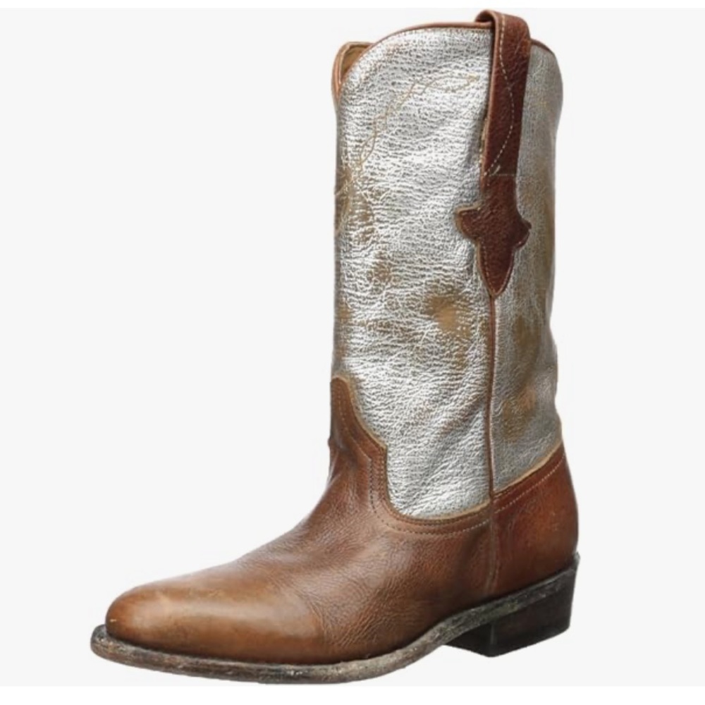 Ash Jeff Genuine Leather Metallic Cowboy Boots - Gem